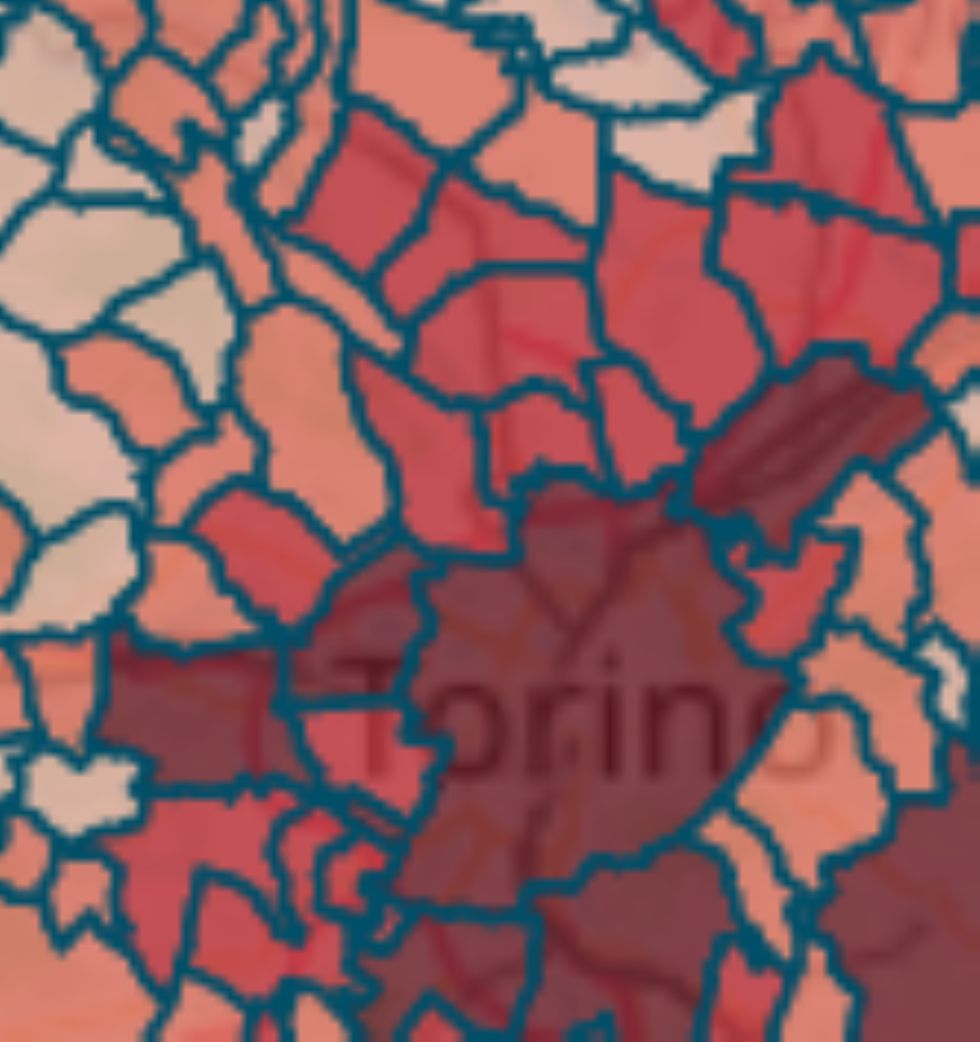 MAPPA CORONAVIRUS - Venaria 221, Collegno 398, Rivoli 319, Borgaro 238 ...