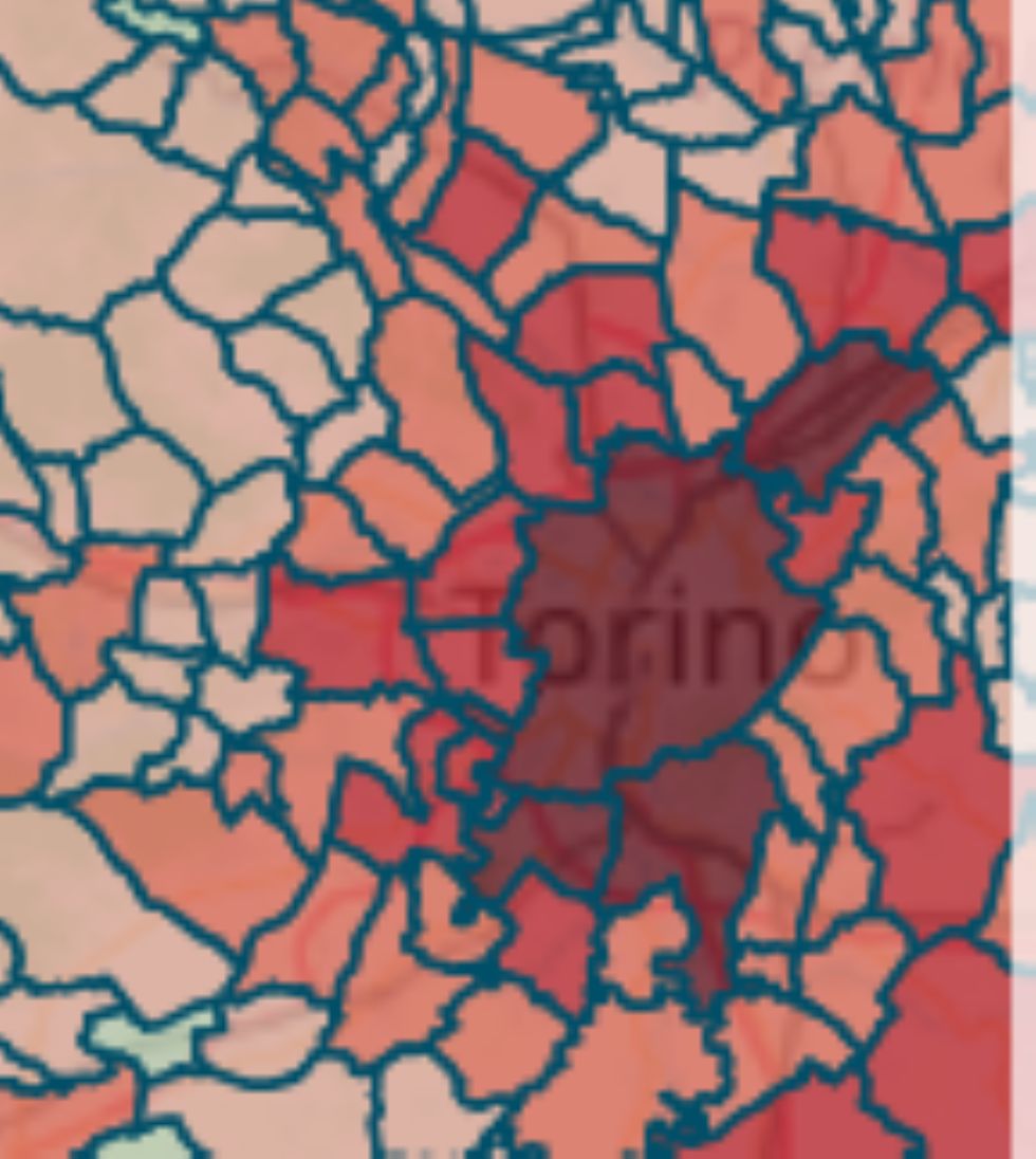 MAPPA CORONAVIRUS - 138 Borgaro, 144 Venaria, 290 Collegno, 210 Rivoli ...
