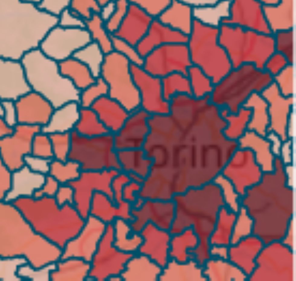 MAPPA CORONAVIRUS - Collegno 472, Rivoli 414, Venaria 272, Grugliasco ...