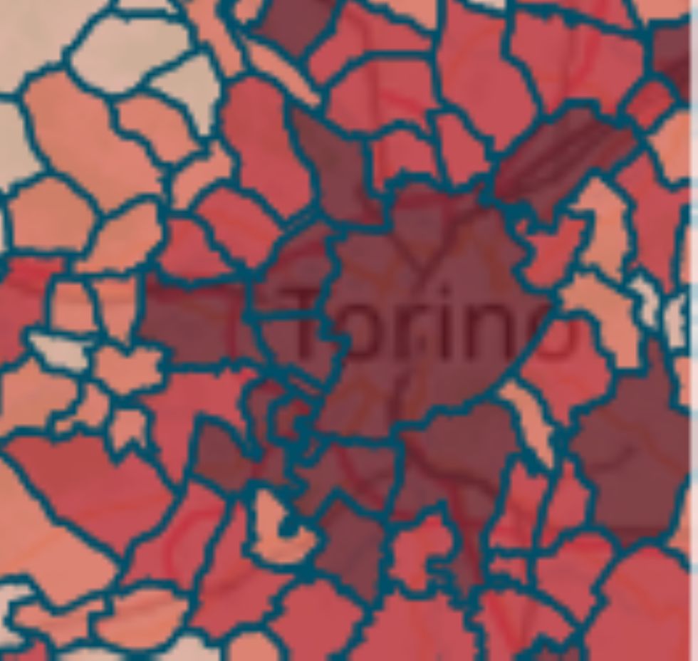 MAPPA CORONAVIRUS - Venaria 431, Collegno 659, Rivoli 631, Druento 116 ...